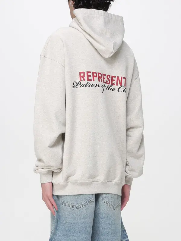 REPRESENT Hooded Sweatshirt With Graphic Detail - Grey
