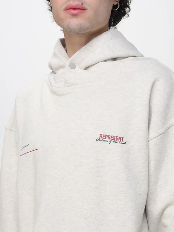 REPRESENT Hooded Sweatshirt With Graphic Detail - Grey