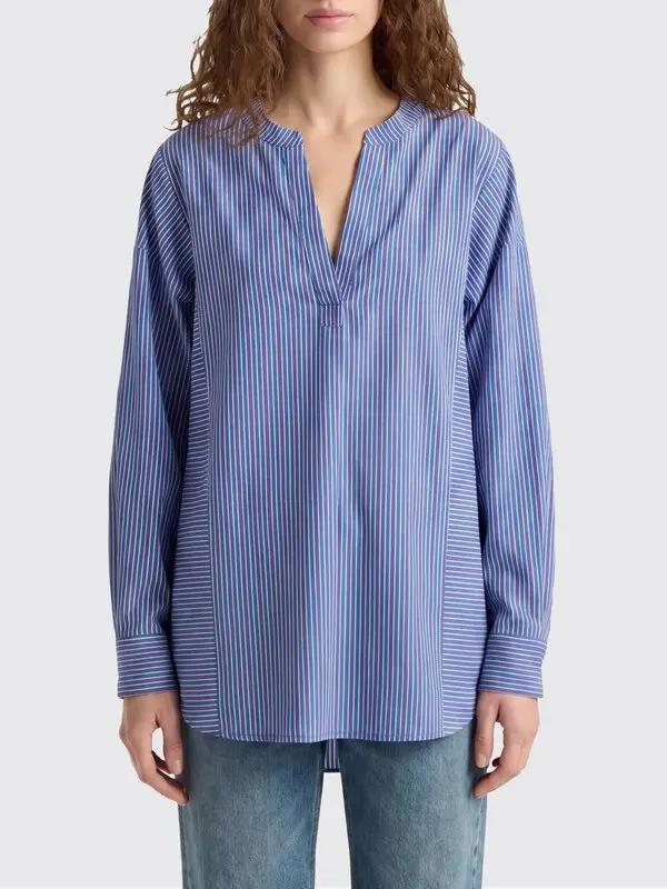 Momoni Striped Viscose And Silk Blend Blouse