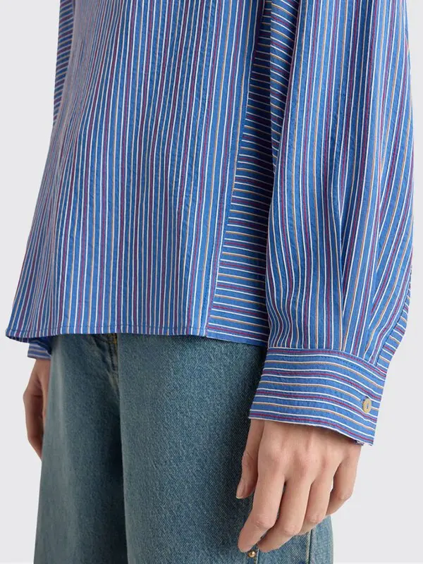 Momoni Striped Viscose And Silk Blend Blouse