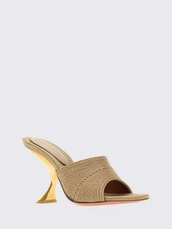 Amina Muaddi Taylor Raffia Mule Sandals With Sculptural High Heel