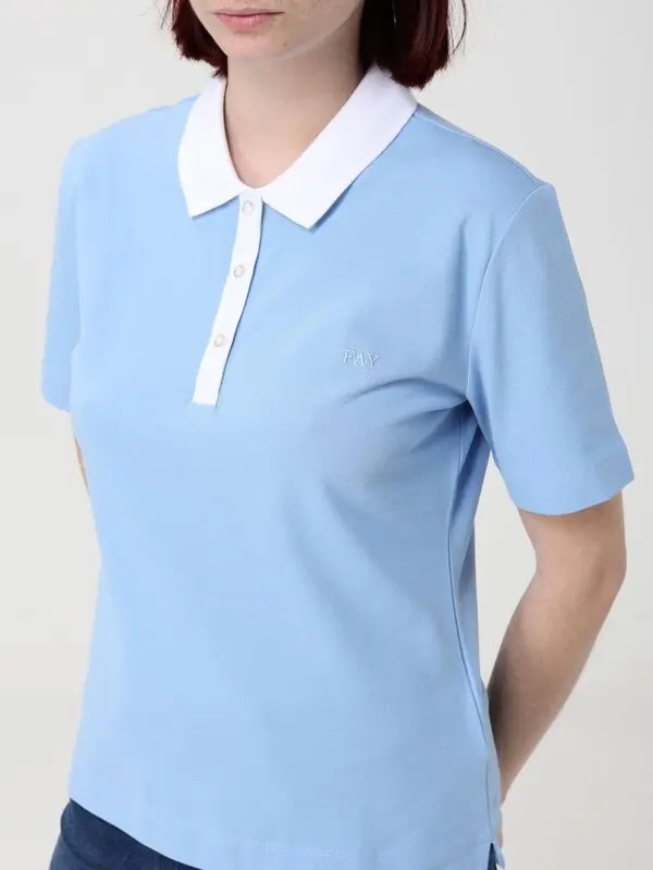 FAY Cotton Polo Shirt - Gnawed Blue