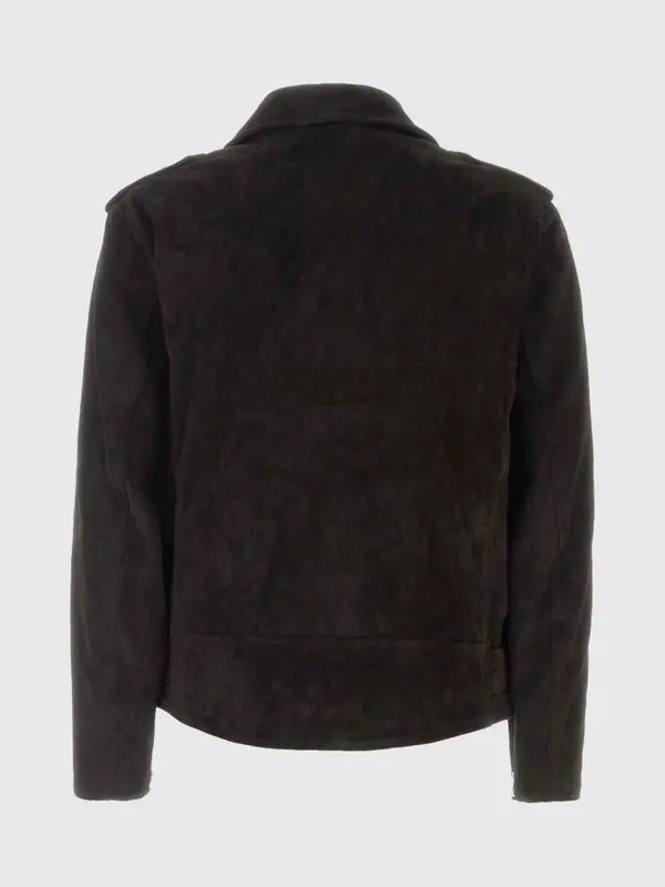 Y’s Suede Biker Jacket With Biker Collar, Epaulettes, And Adjustable Belt