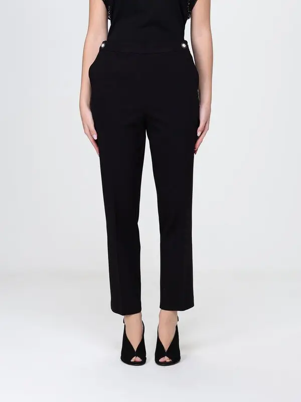 TWINSET Cropped Viscose Blend Trousers - Black