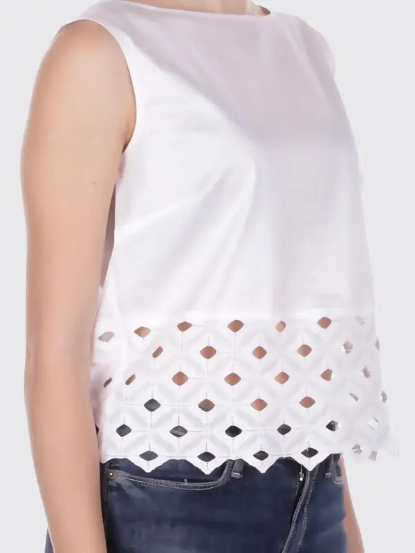 Max Mara Cotton Blend Sleeveless Top By - White