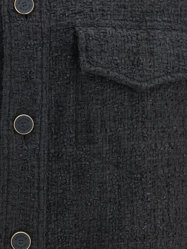 Balmain Cotton-blend Tweed Shirt Jacket With Patch Pockets