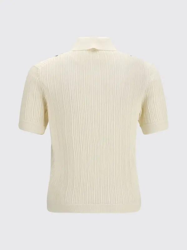 Versace Cotton Knit Polo With Greca Pattern And Zip Closure