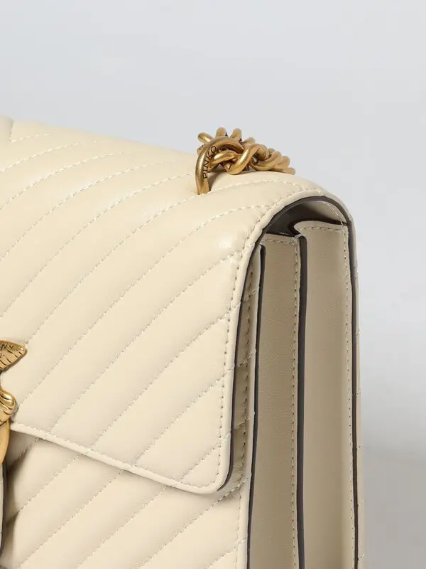 Pinko Quilted Leather Shoulder Bag With Chain Strap