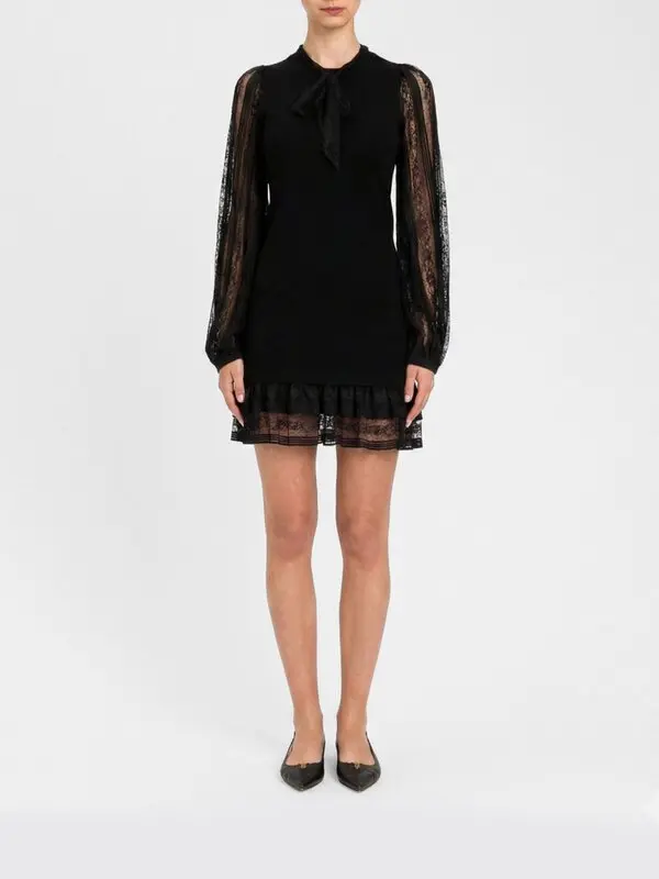 TWINSET Viscose Knit And Lace Mini Dress