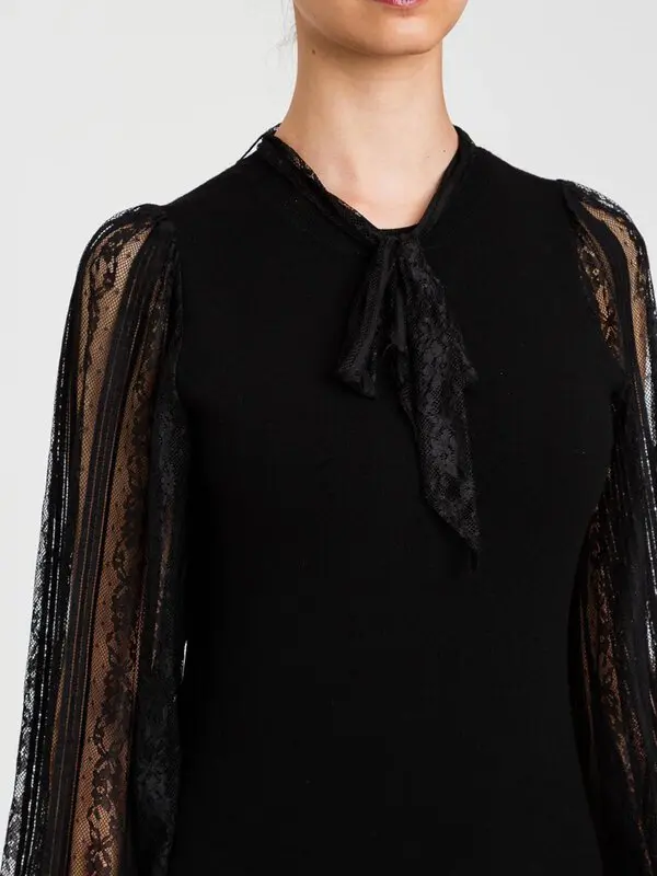 TWINSET Viscose Knit And Lace Mini Dress