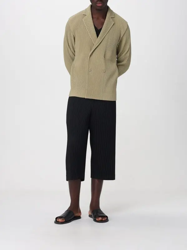 Issey Miyake Homme Plissé Double-breasted Pleated Blazer - Green