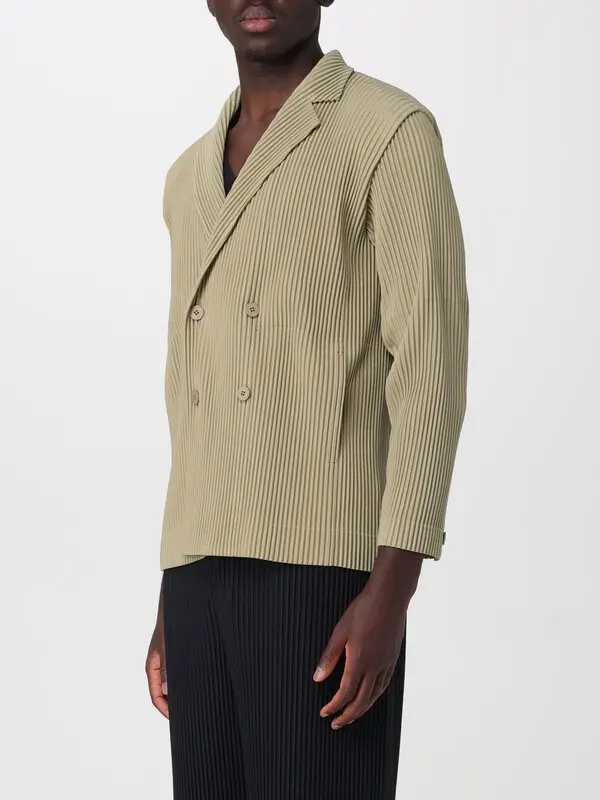 Issey Miyake Homme Plissé Double-breasted Pleated Blazer - Green
