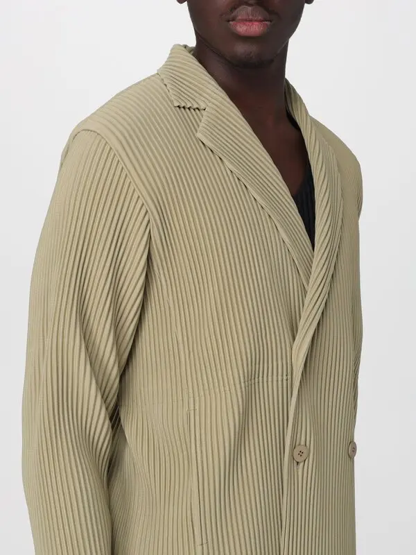 Issey Miyake Homme Plissé Double-breasted Pleated Blazer - Green