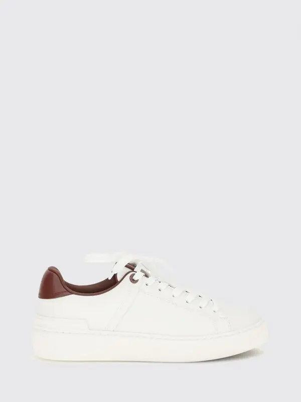 Balmain B-court Smooth Leather Sneakers With Printed Logo - White 1