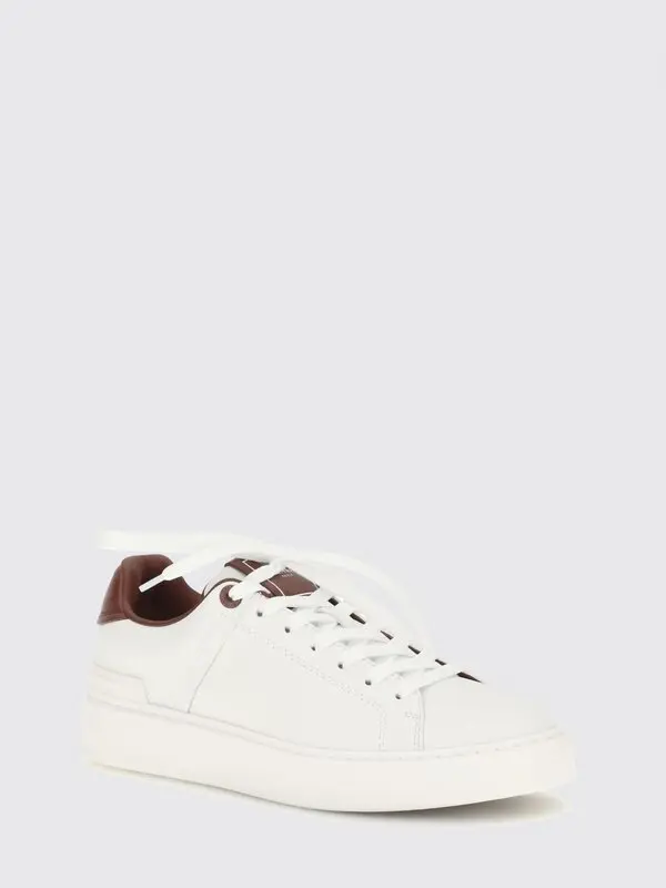 Balmain B-court Smooth Leather Sneakers With Printed Logo - White 1