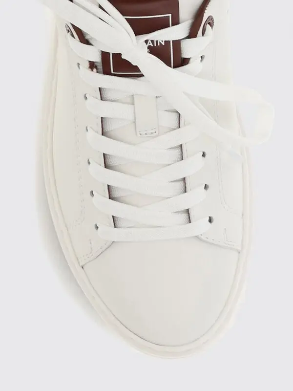 Balmain B-court Smooth Leather Sneakers With Printed Logo - White 1
