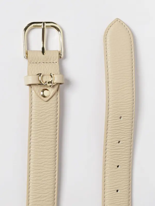 COCCINELLE Leather Belt With Gold Tone Buckle