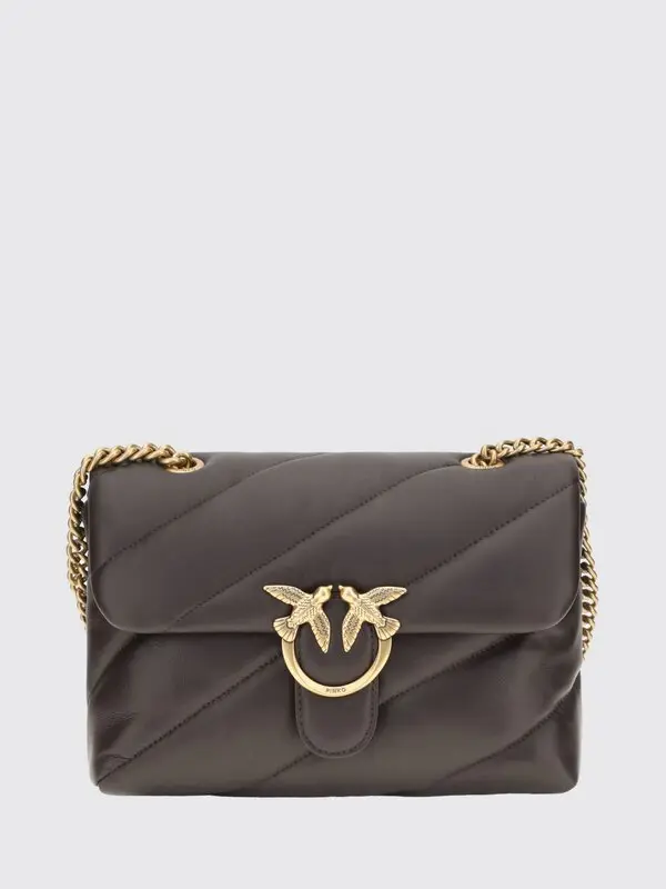 Pinko Quilted Shoulder Bag With Chain Strap - Brown