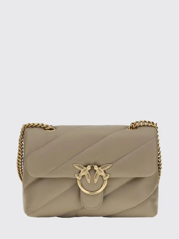 Pinko Quilted Shoulder Bag With Chain Strap - Grey