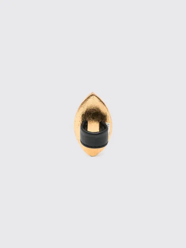 MONIES Moro Gold Chromed Wood And Leather Ring