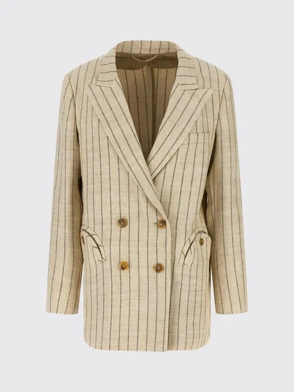 BLAZÉ MILANO Pinstriped Linen Double-breasted Blazer