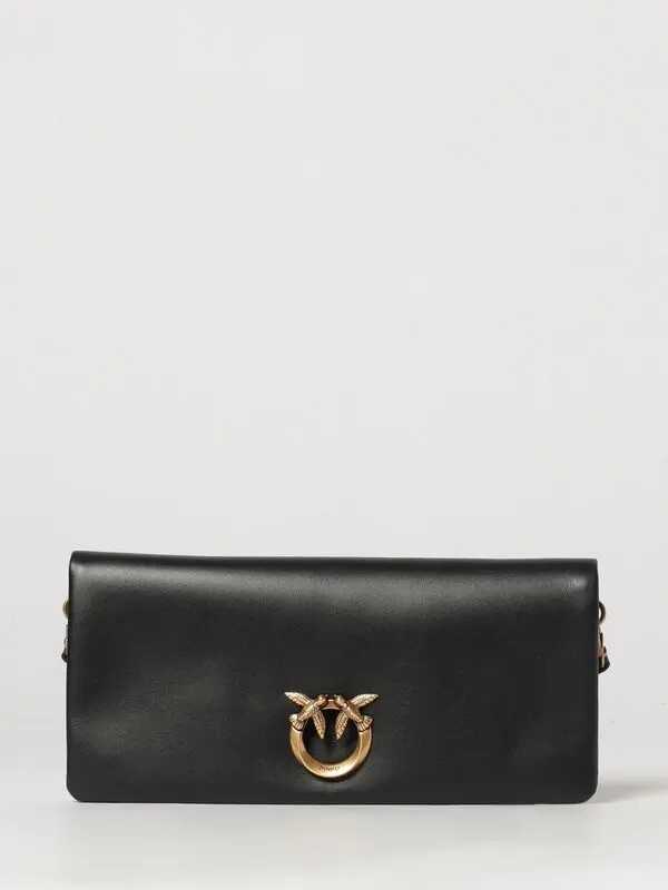 Pinko Click Soft Horizontal Leather Clutch - Black