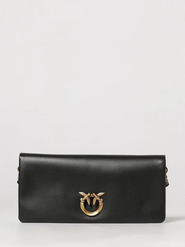 Pinko Click Soft Horizontal Leather Clutch - Black