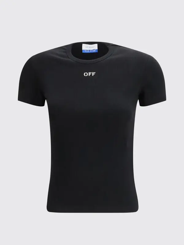 Off-White Cotton T-shirts With Logo - Black