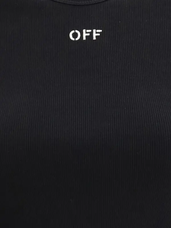 Off-White Cotton T-shirts With Logo - Black