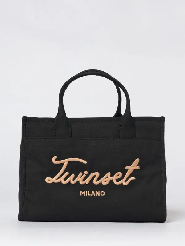 TWINSET Signature Canvas Tote Bag With Embroidered Logo