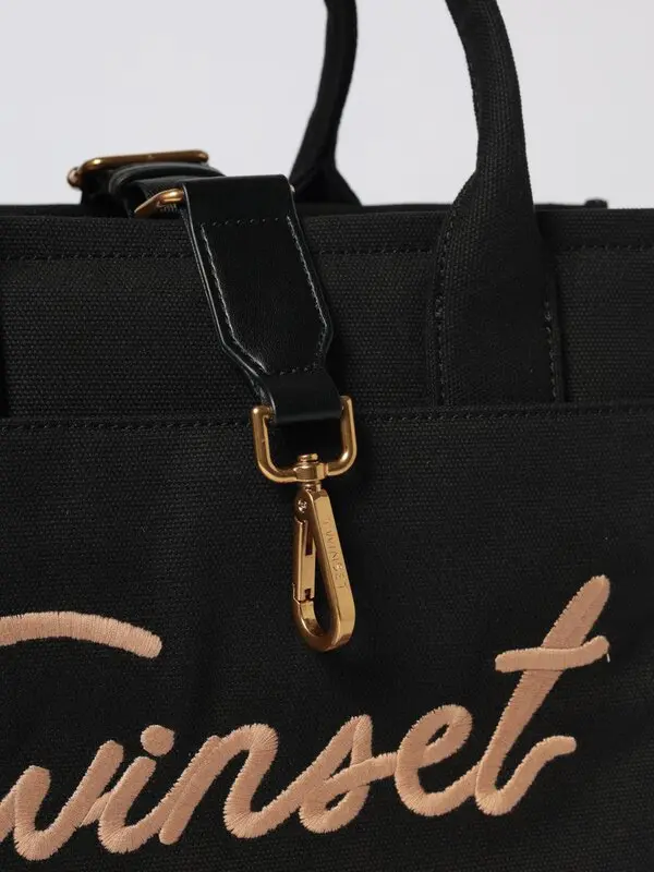 TWINSET Signature Canvas Tote Bag With Embroidered Logo