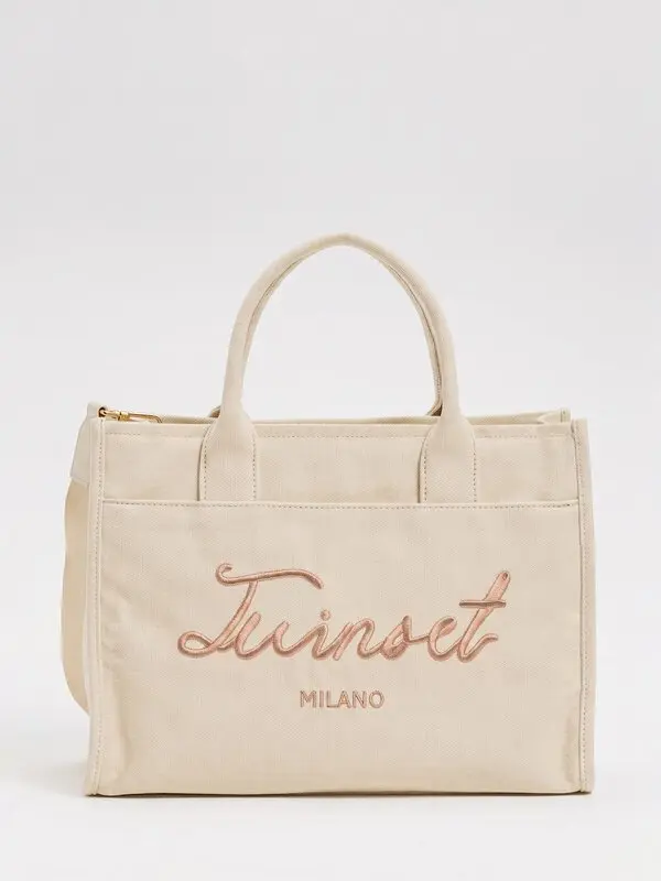 TWINSET Signature Canvas Bag - Sand