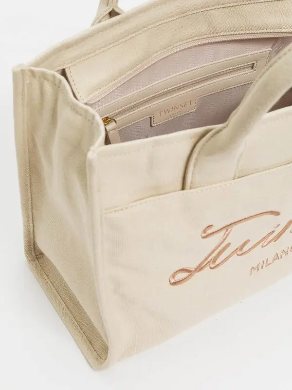 TWINSET Signature Canvas Bag - Sand