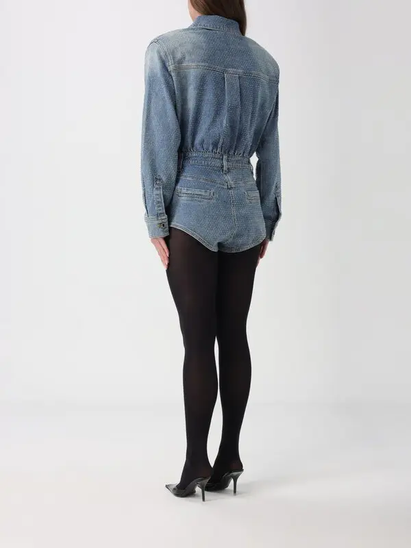 SELF-PORTRAIT Embellished Denim Jumpsuit