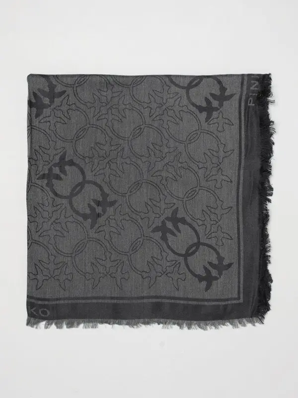 Pinko Love Birds Monogram Viscose-blend Square Scarf - Black