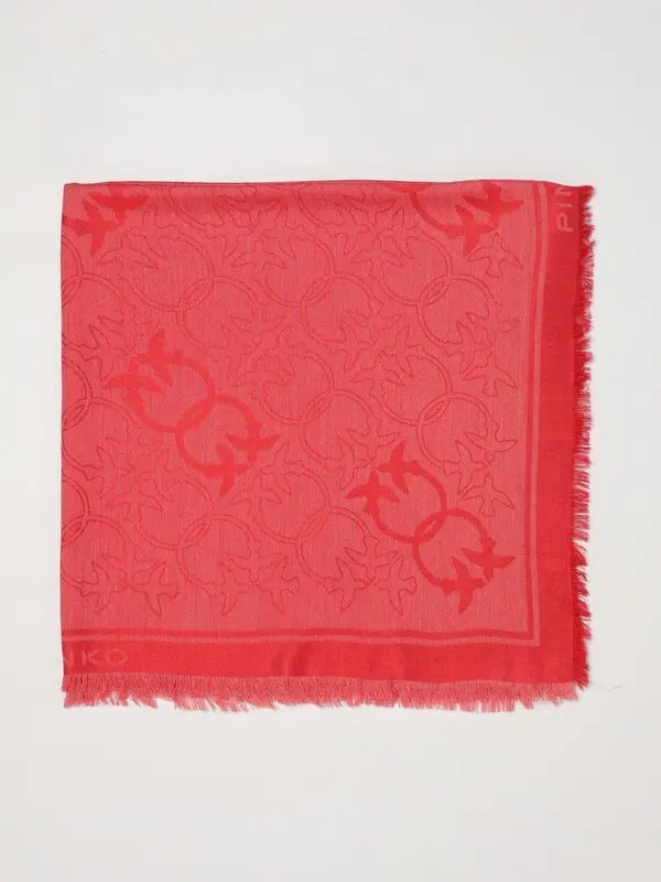 Pinko Love Birds Monogram Viscose-blend Square Scarf - Red