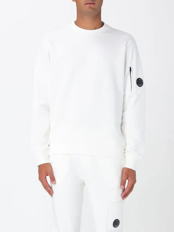 C.P. COMPANY Crewneck Sweatshirt With Lens Detail - White