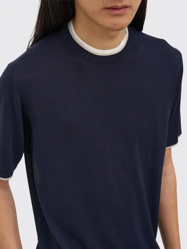 PAOLO PECORA Cotton And Silk Knit Sweater - Blue