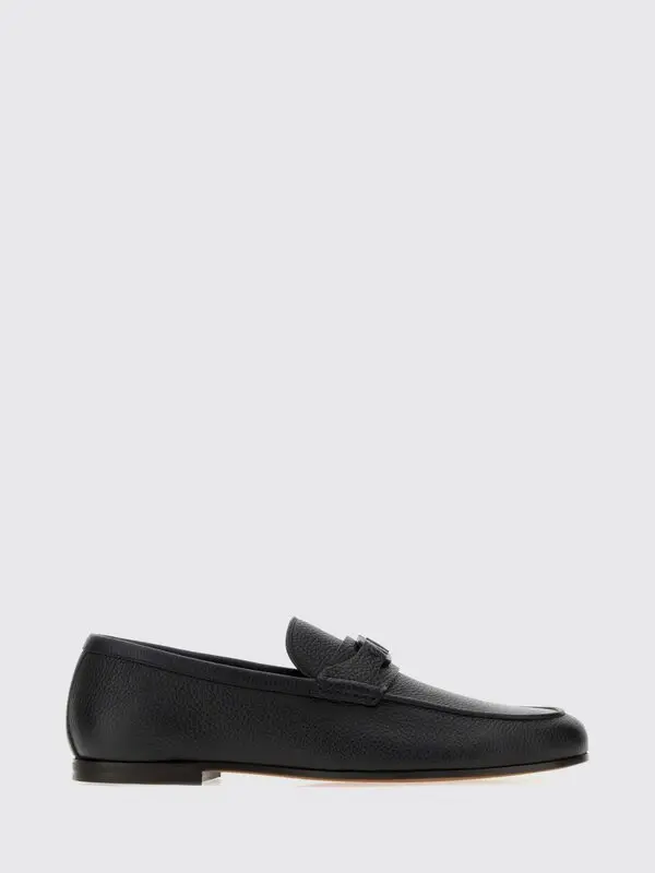 Valentino Garavani Vlogo Signature Loafers In Grained Calfskin Leather - Black