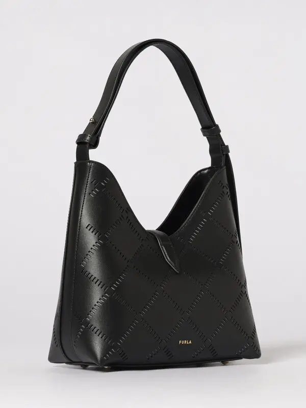 Furla Goccia Perforated Leather Bag - Black