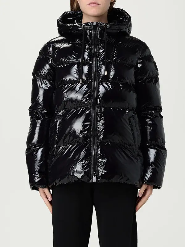 Pinko Quilted Waterproof Nylon Short Puffer Jacket With Hood And Elasticated Cuffs - Black