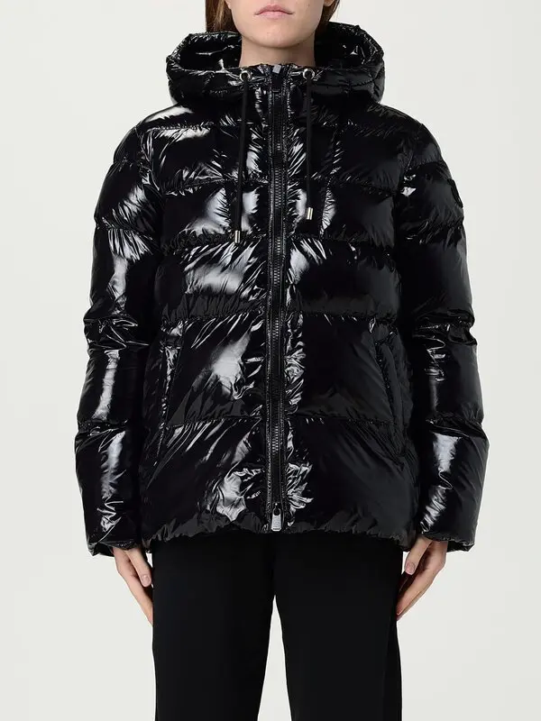 Pinko Quilted Waterproof Nylon Short Puffer Jacket With Hood And Elasticated Cuffs - Black