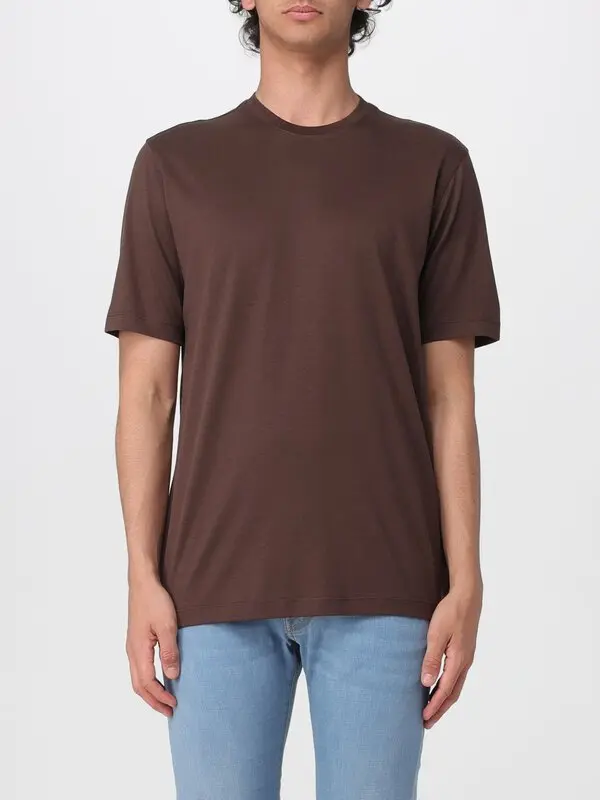 ZANONE Basic Cotton And Silk T-shirt - Brown