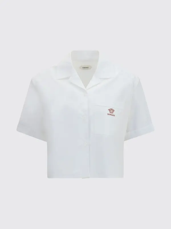 Versace Medusa Logo Cropped Cotton Shirt