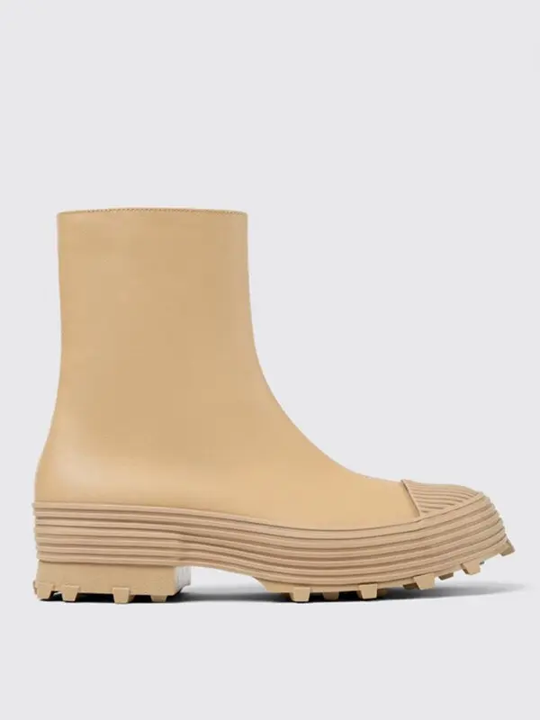 Camper Zip Up Ankle Boots - Beige