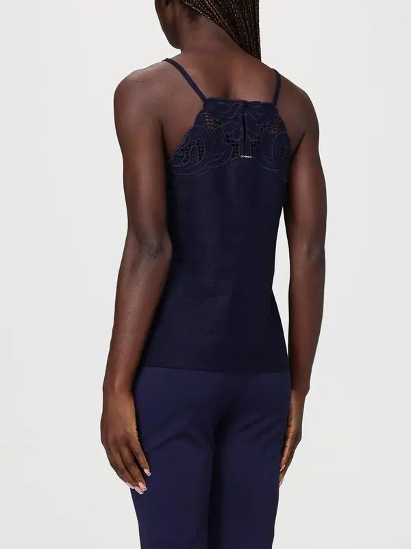 TWINSET Embroidered Linen And Viscose Top - Blue