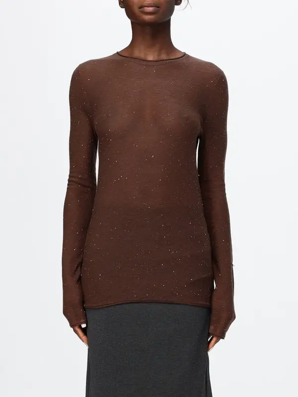 Pinko Long Sleeve Embellished Jumper - Brown