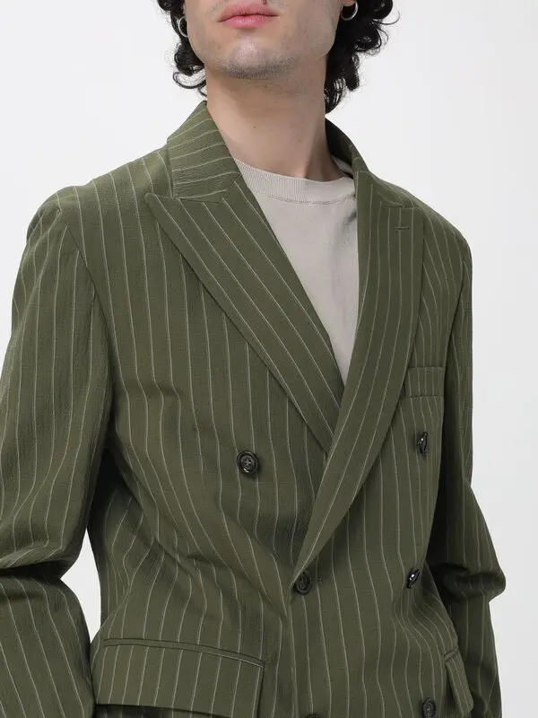 PAOLO PECORA Pinstriped Cotton Double Breasted Blazer