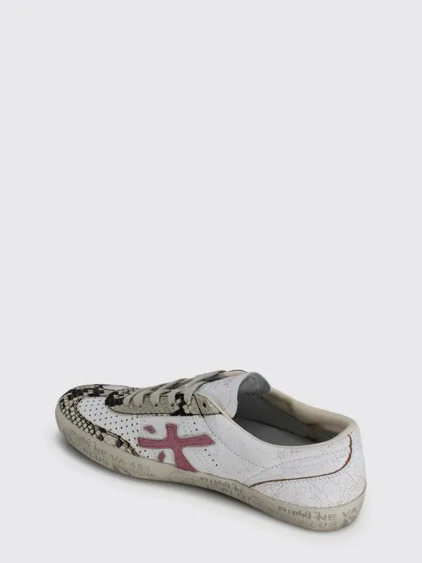 Premiata David Leather Sneakers With Python-effect And Crackle Inserts