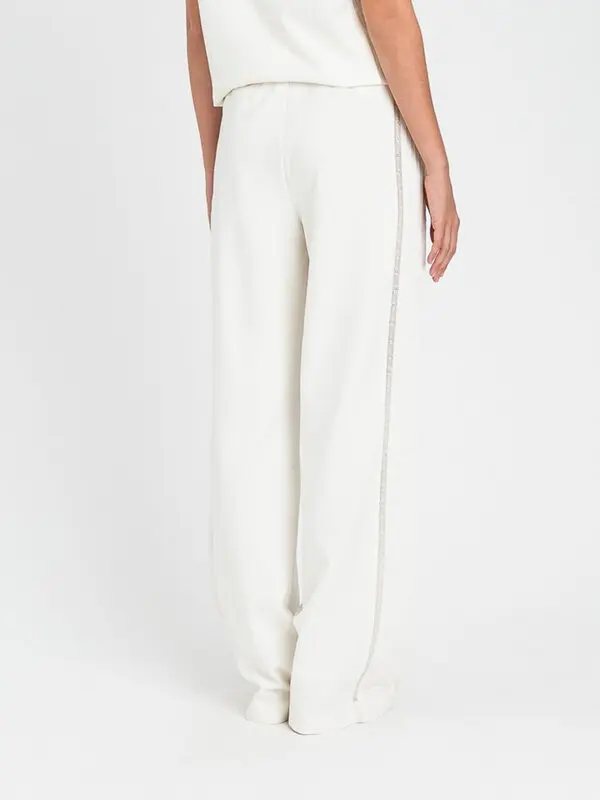 TWINSET Palazzo Trousers In Viscose Blend - White